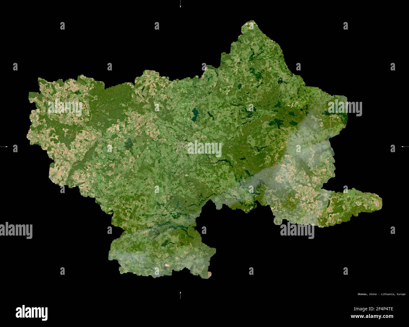 Utenos, county of Lithuania. Sentinel-2 satellite imagery. Shape ...