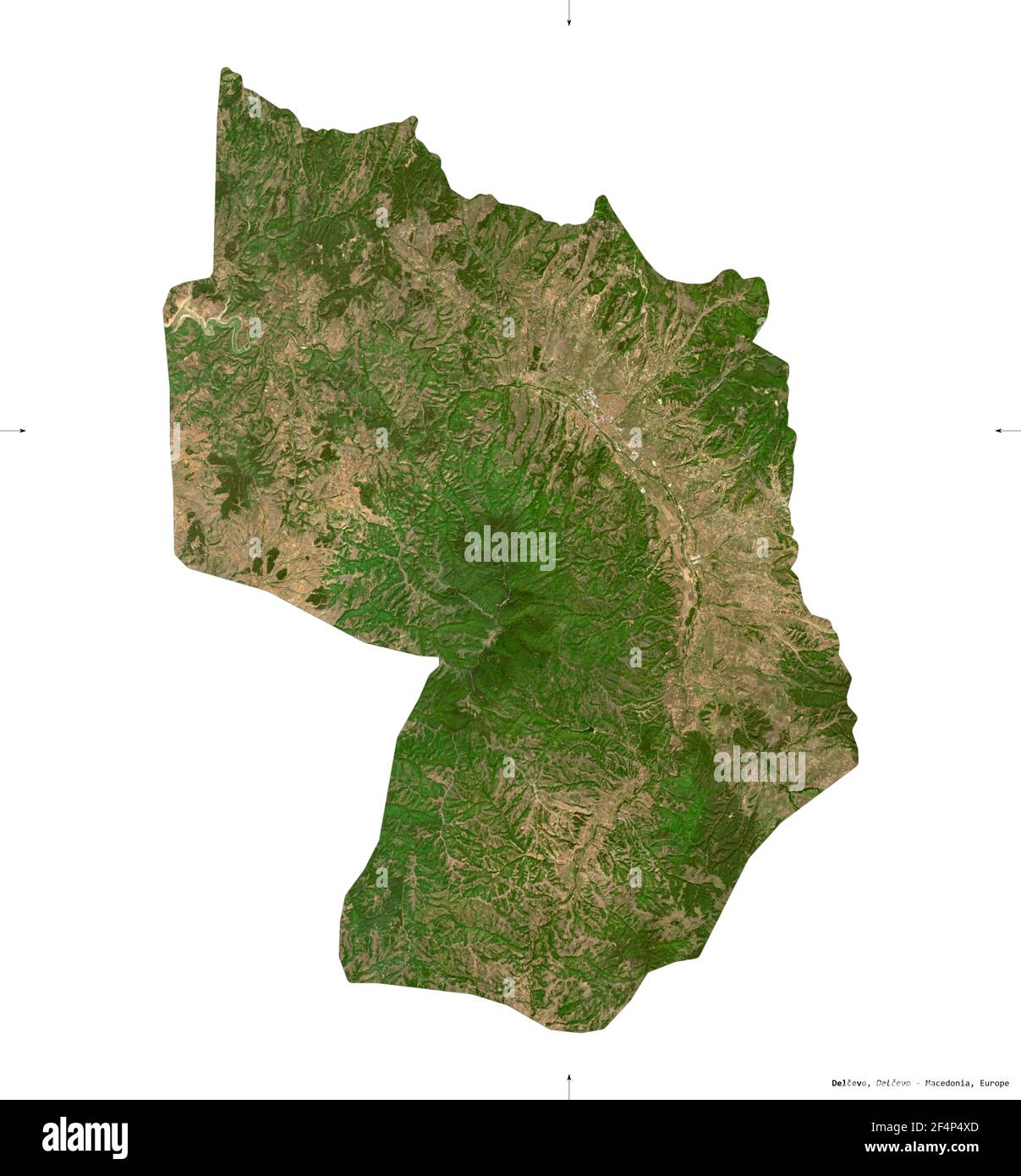 Delcevo, municipality of Macedonia. Sentinel-2 satellite imagery. Shape ...