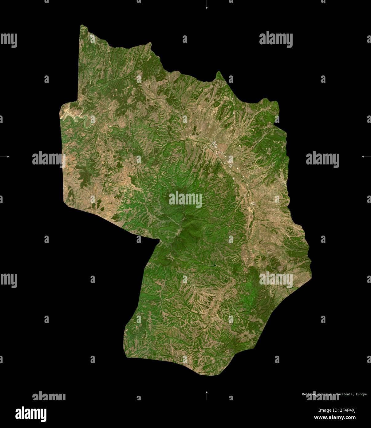 Delcevo, municipality of Macedonia. Sentinel-2 satellite imagery. Shape ...