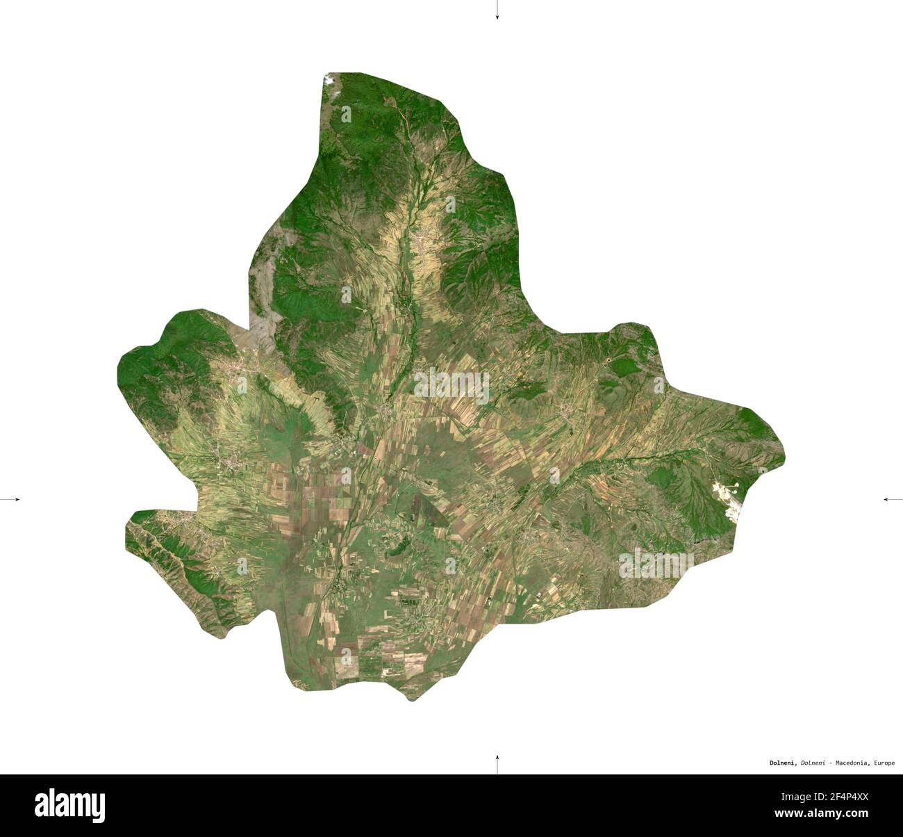 Dolneni, municipality of Macedonia. Sentinel-2 satellite imagery. Shape ...