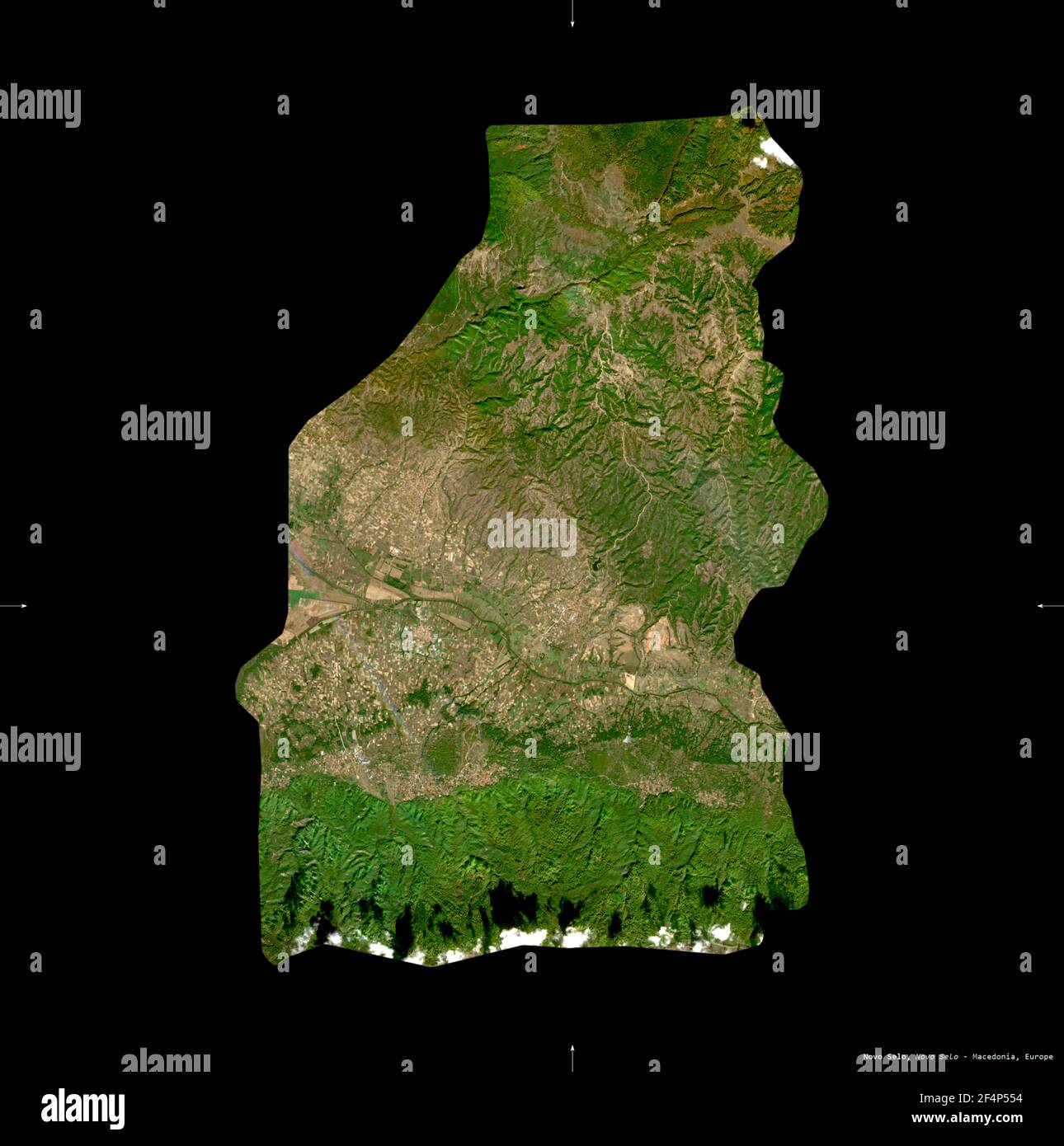 Novo Selo, municipality of Macedonia. Sentinel-2 satellite imagery ...