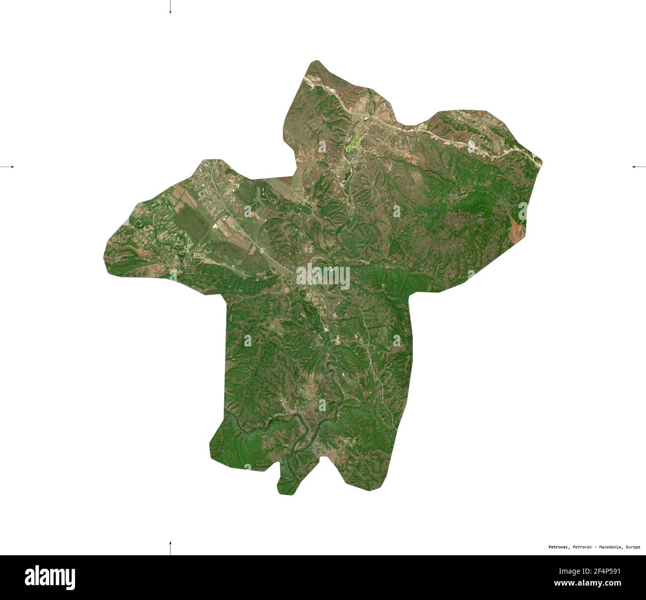 Petrovec, municipality of Macedonia. Sentinel-2 satellite imagery ...