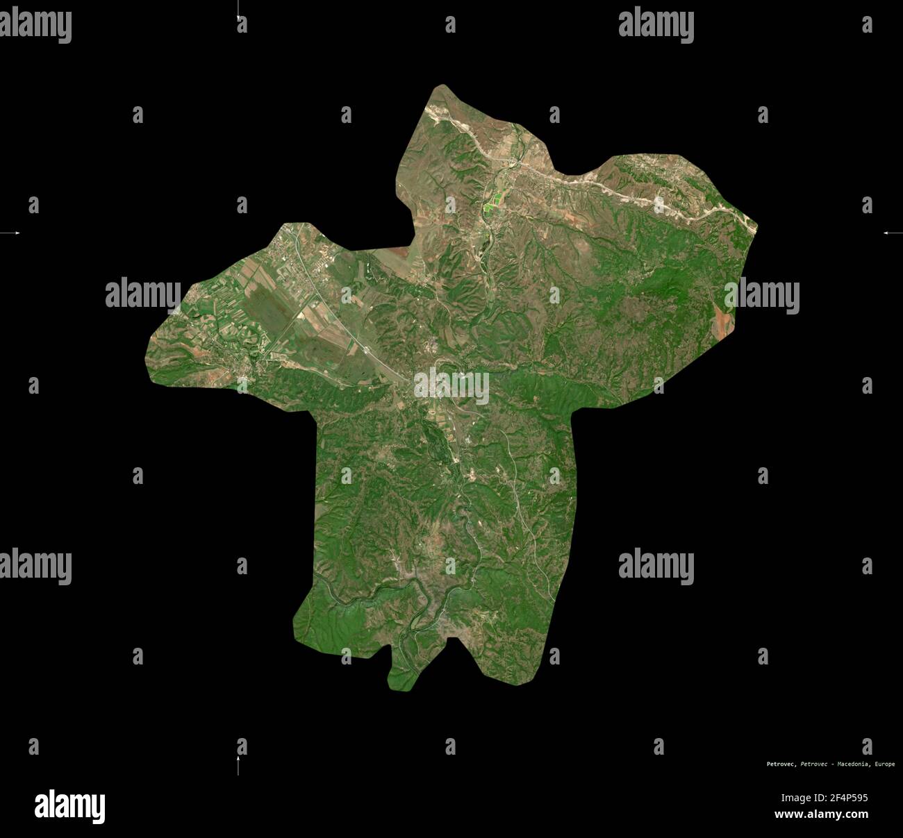 Petrovec, municipality of Macedonia. Sentinel-2 satellite imagery ...