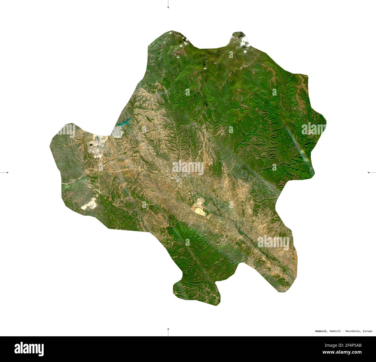 Radovis, municipality of Macedonia. Sentinel-2 satellite imagery. Shape ...