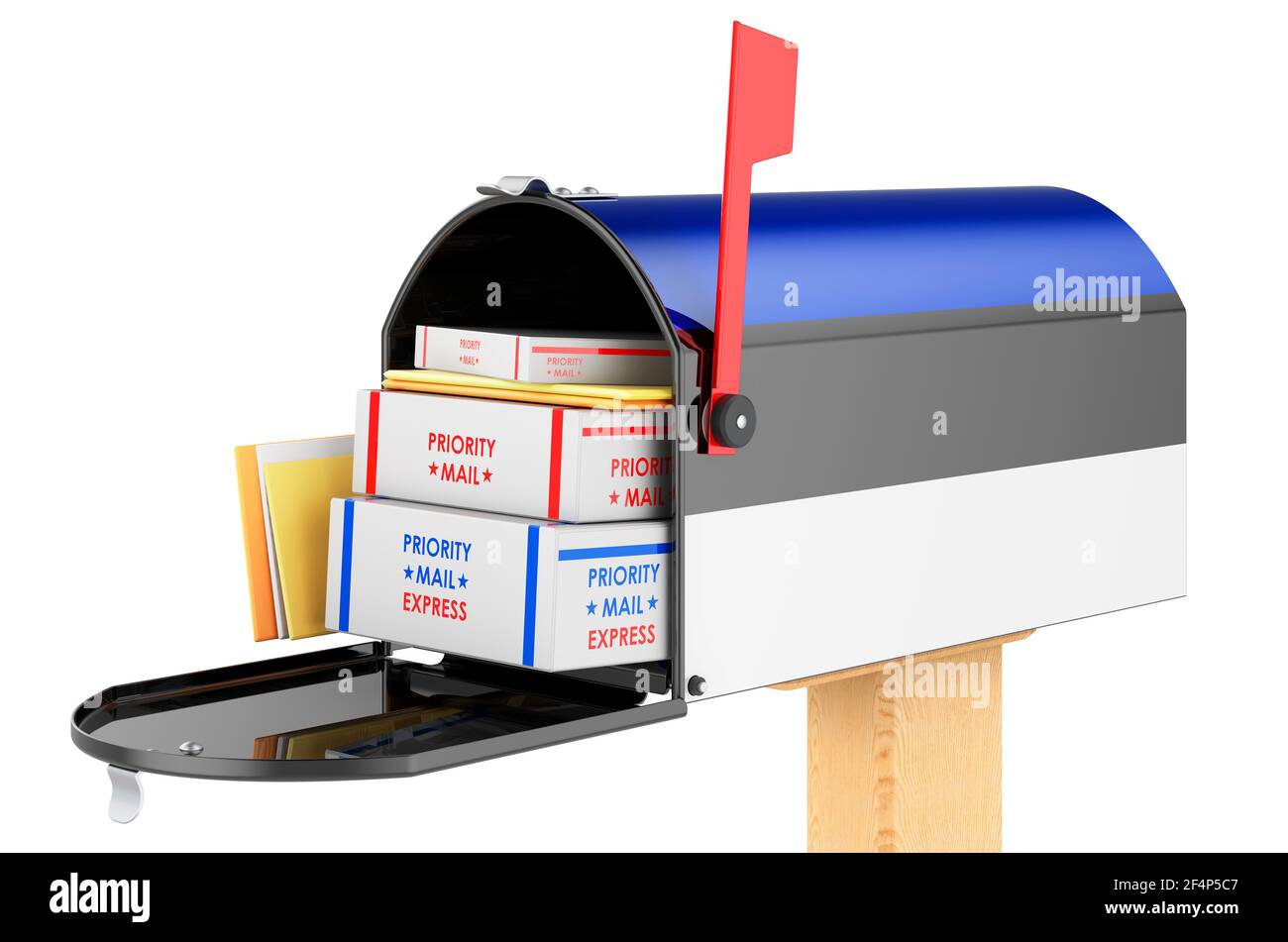 Mailbox with Estonian flag with parcels, envelopes inside. Shipping in ...