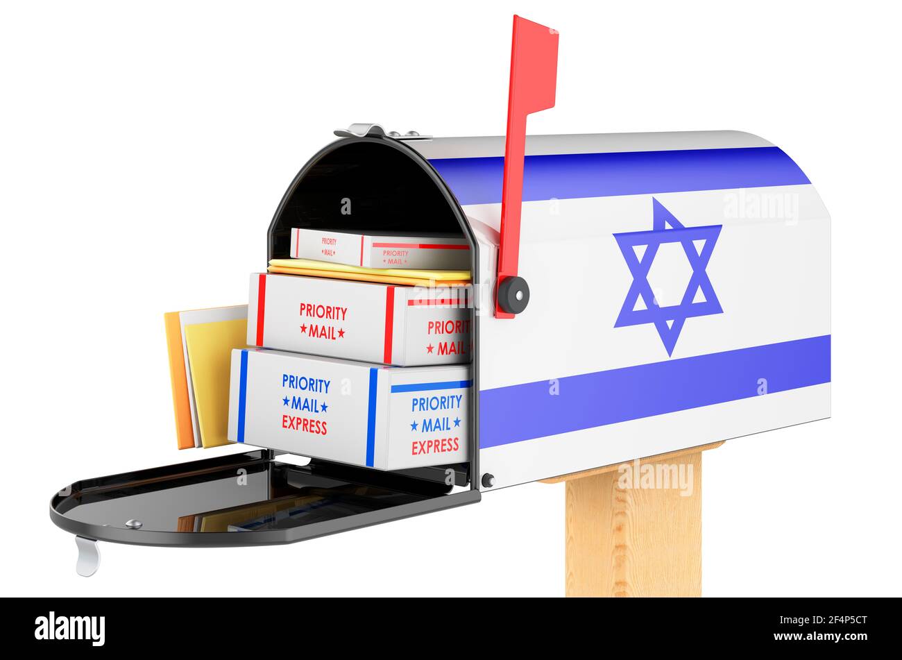 Mailbox with Israeli flag with parcels, envelopes inside. Shipping in ...