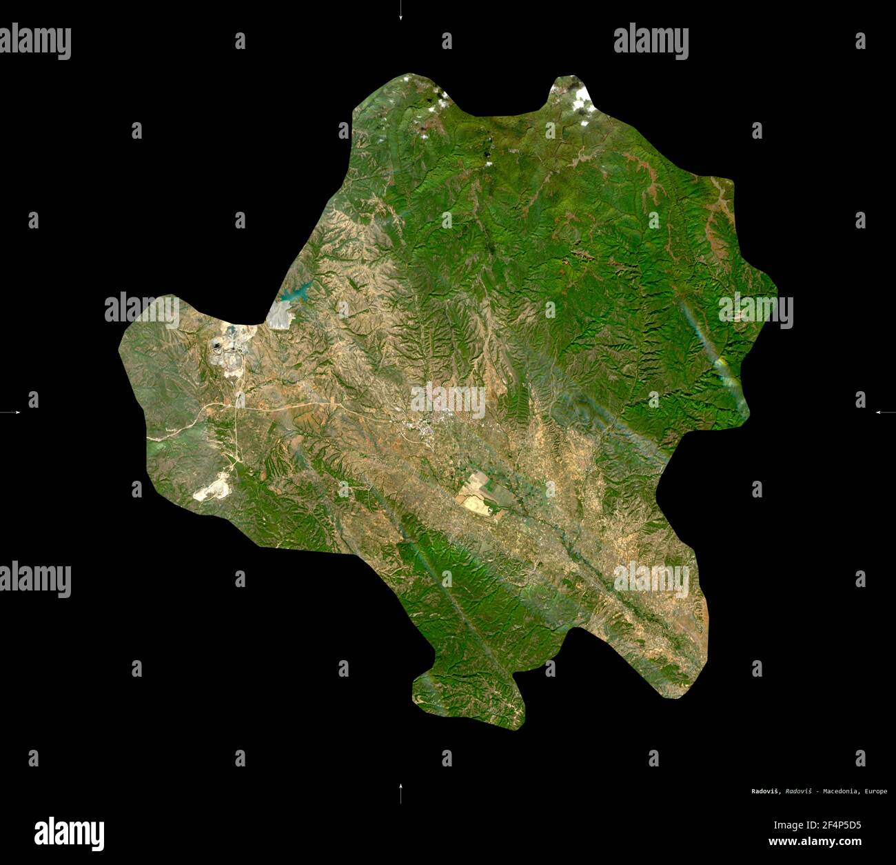 Radovis, municipality of Macedonia. Sentinel-2 satellite imagery. Shape ...
