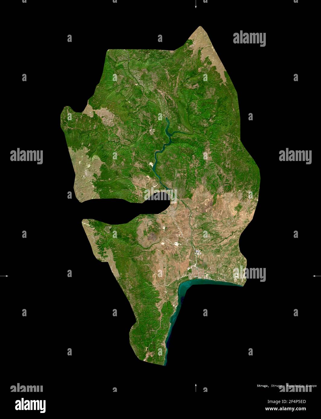 Struga, municipality of Macedonia. Sentinel-2 satellite imagery. Shape ...