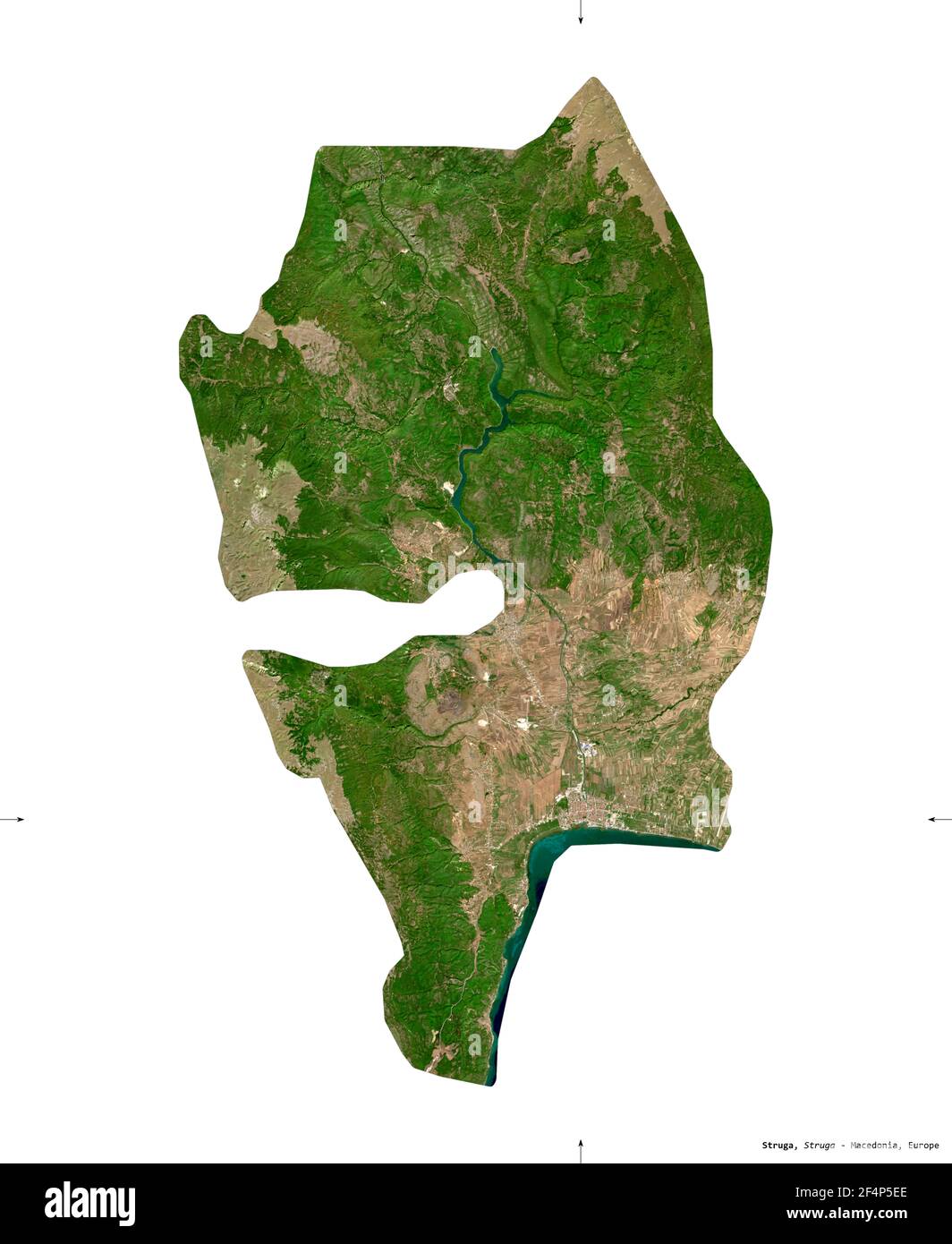 Struga, municipality of Macedonia. Sentinel-2 satellite imagery. Shape ...