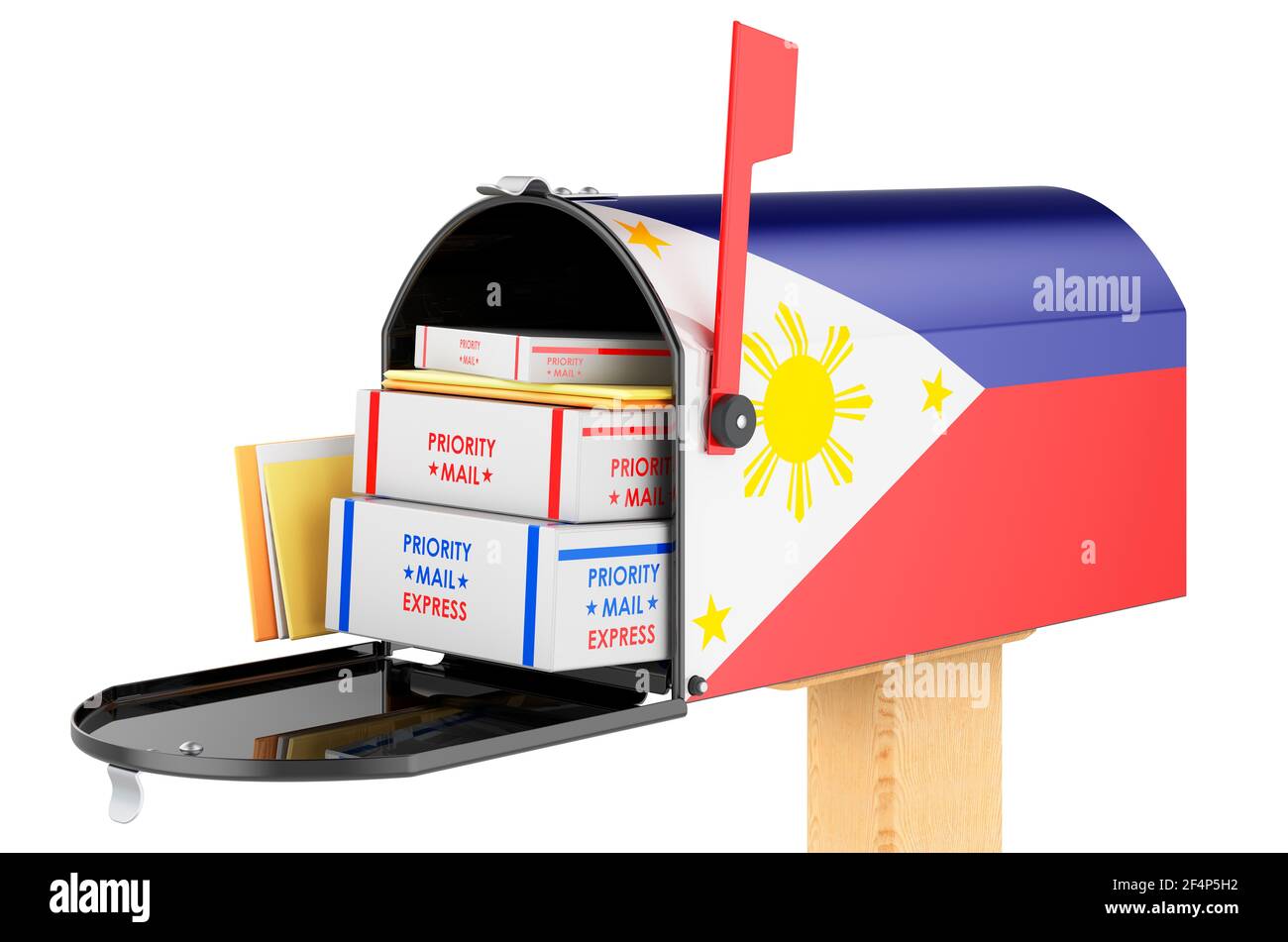 Mailbox with Philippines flag with parcels, envelopes inside. Shipping ...