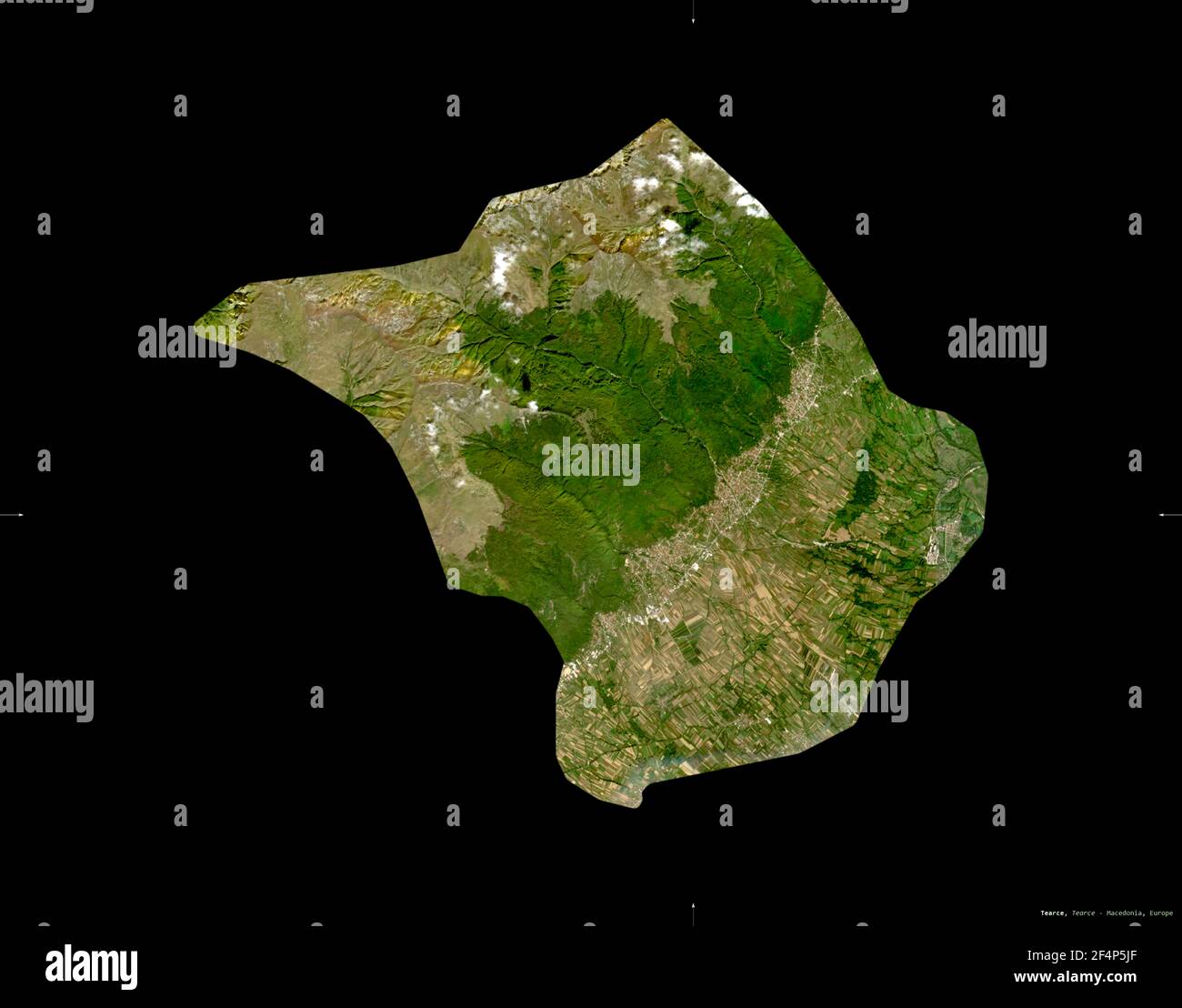 Tearce, municipality of Macedonia. Sentinel-2 satellite imagery. Shape ...