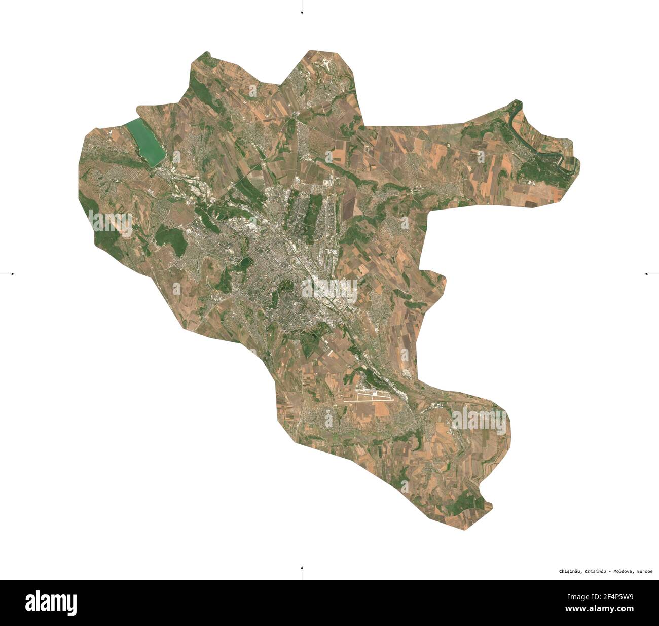 Chisinau, city of Moldova. Sentinel-2 satellite imagery. Shape isolated ...