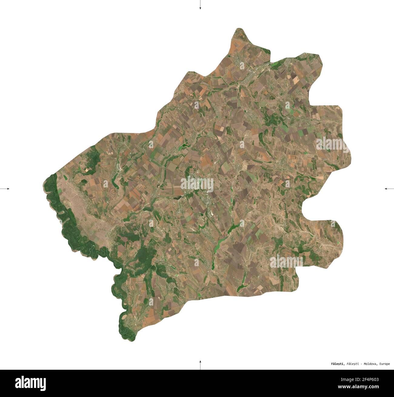 Falesti, district of Moldova. Sentinel-2 satellite imagery. Shape ...
