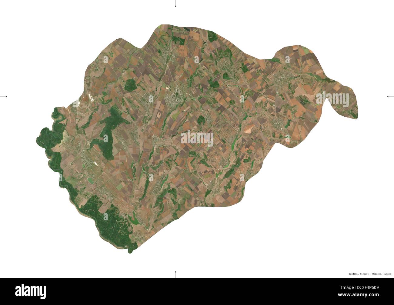 Glodeni, district of Moldova. Sentinel-2 satellite imagery. Shape ...