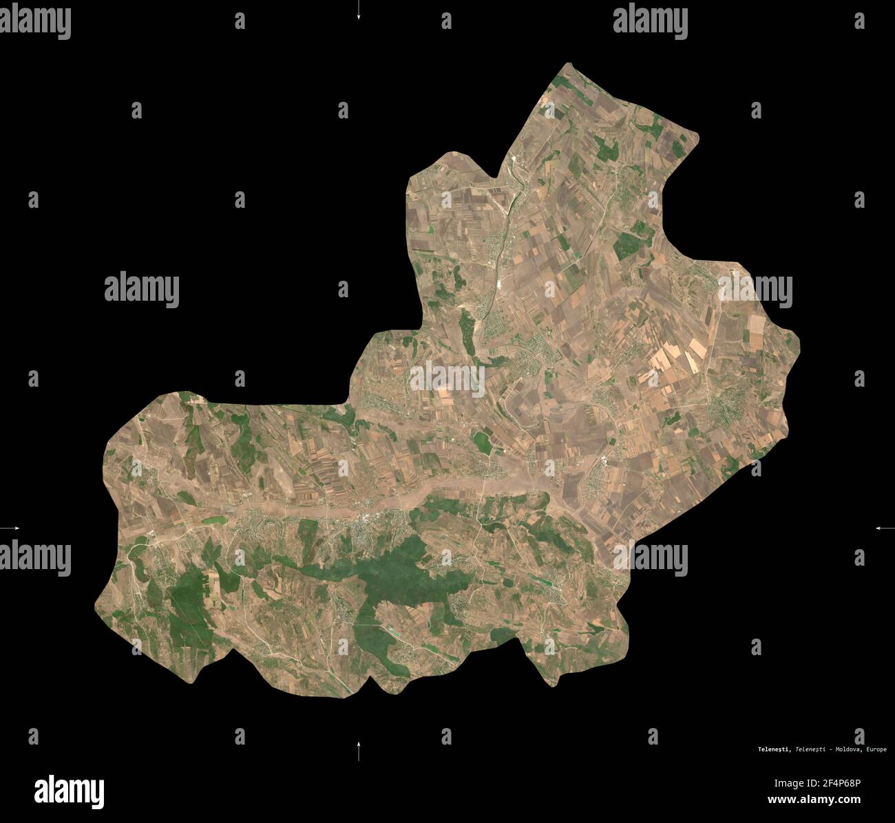 Telenesti, district of Moldova. Sentinel-2 satellite imagery. Shape ...