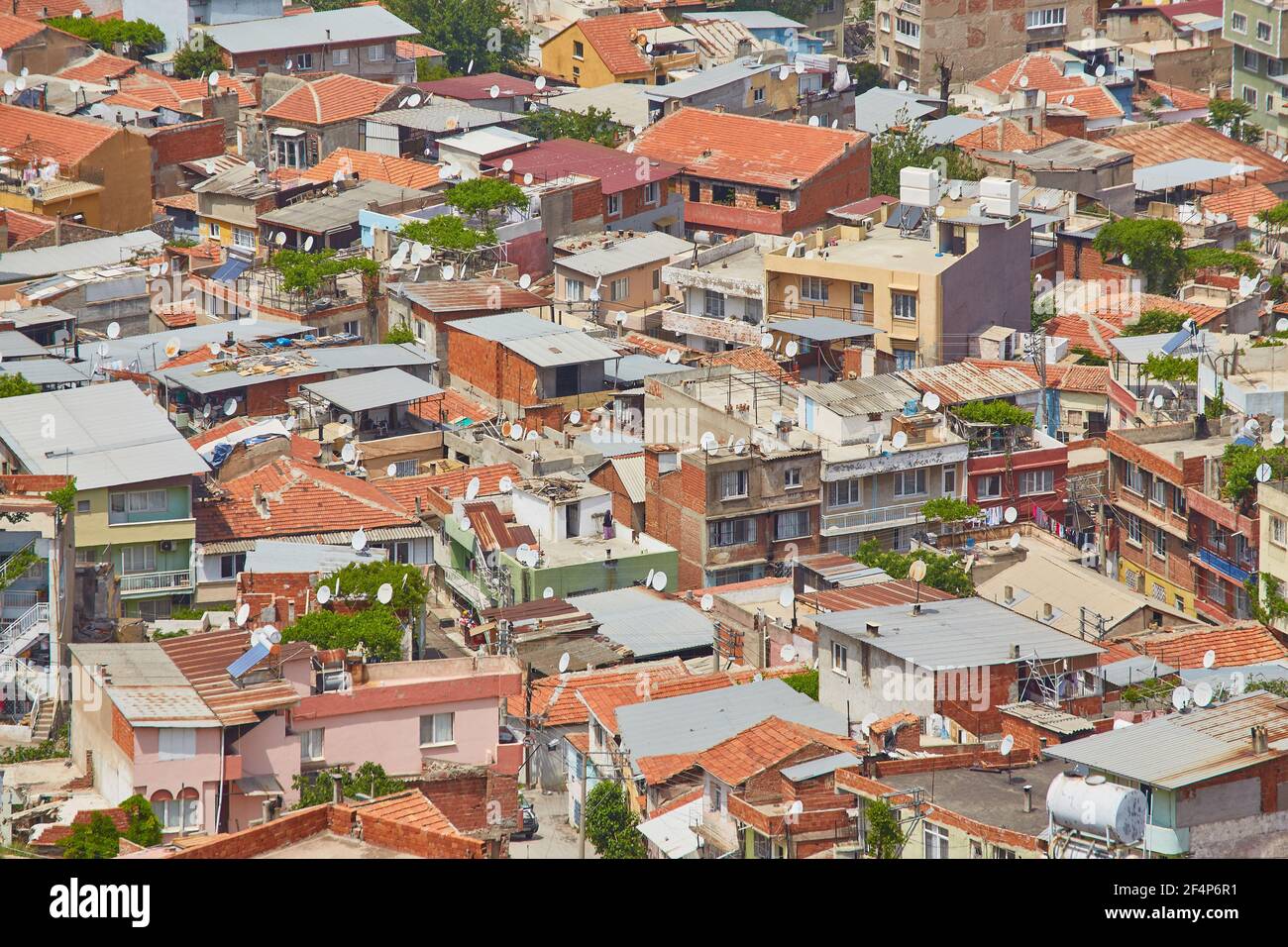The colorful houses of the slum on a hill Stock Photo - Alamy