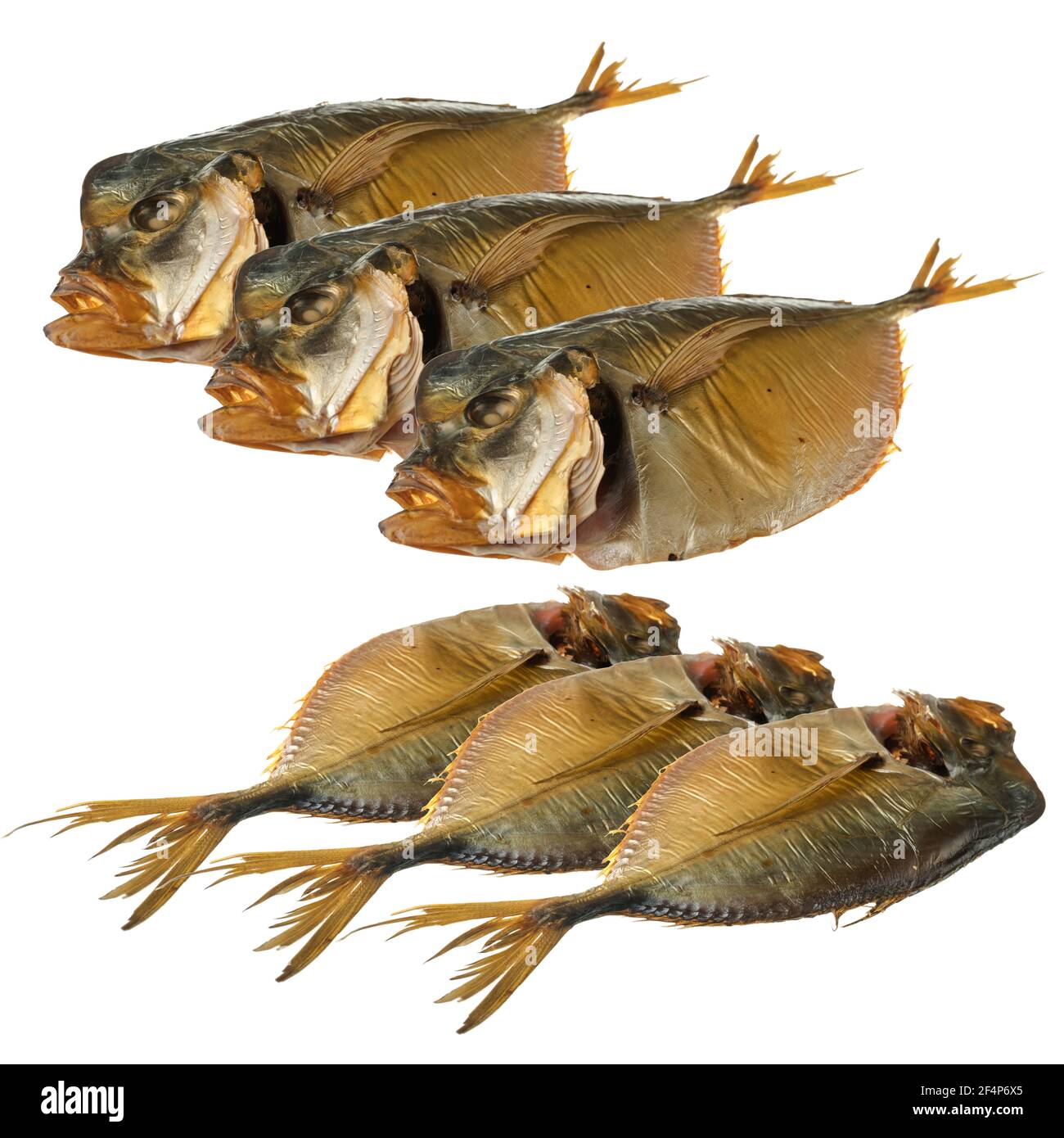 Smoked vomer fish, collage, on white background isolated Stock Photo ...