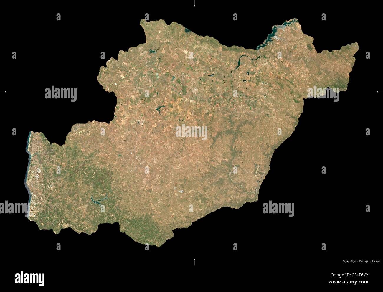 Beja, district of Portugal. Sentinel-2 satellite imagery. Shape ...