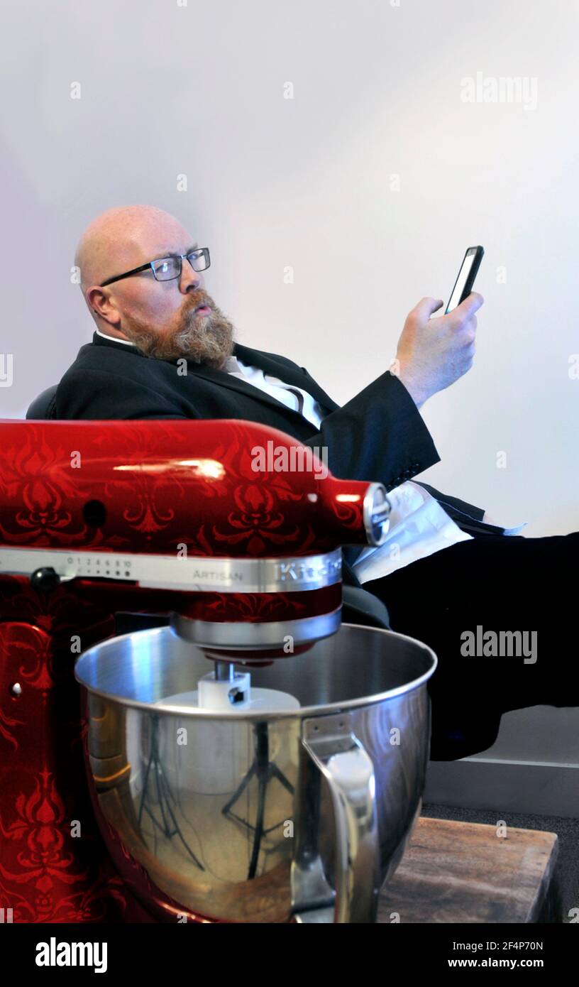 Man with mixer Stock Photo - Alamy