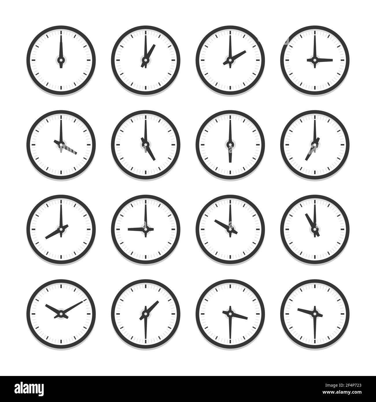 Set of clocks for every hour vector icon set. Isolated illustration on ... Set of clocks for every hour vector icon set. Isolated illustration on ...