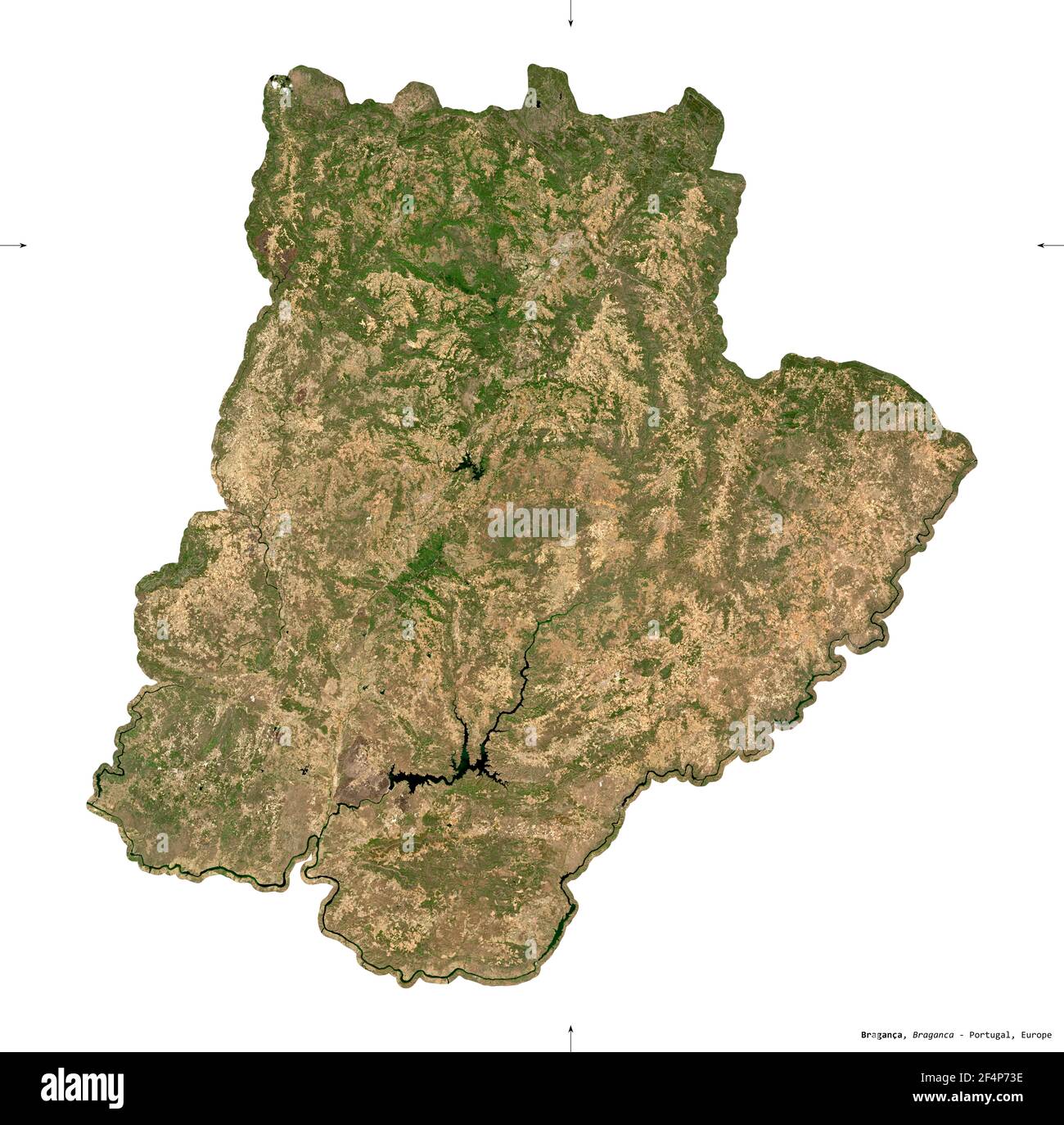 Braganca, district of Portugal. Sentinel-2 satellite imagery. Shape ...