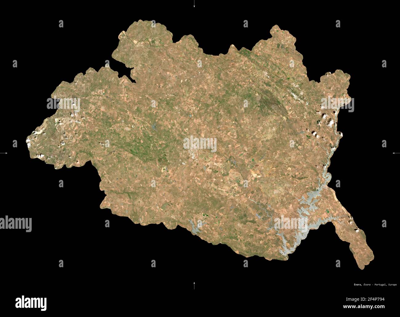 Evora, district of Portugal. Sentinel-2 satellite imagery. Shape ...