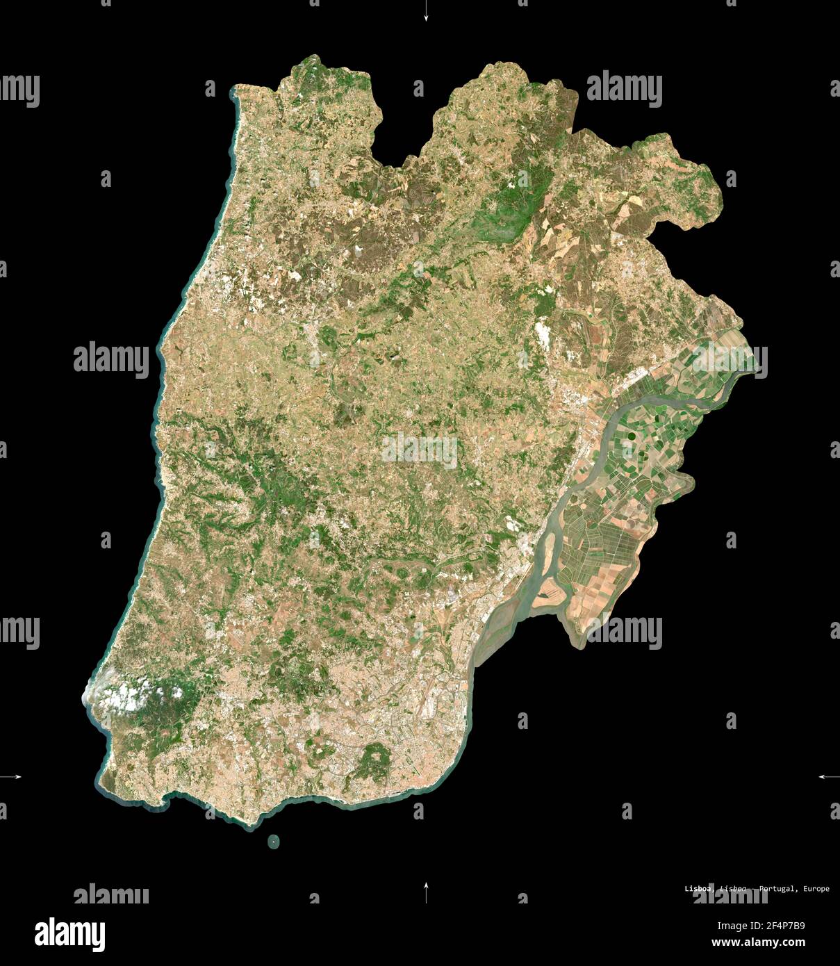 Lisboa, district of Portugal. Sentinel-2 satellite imagery. Shape ...