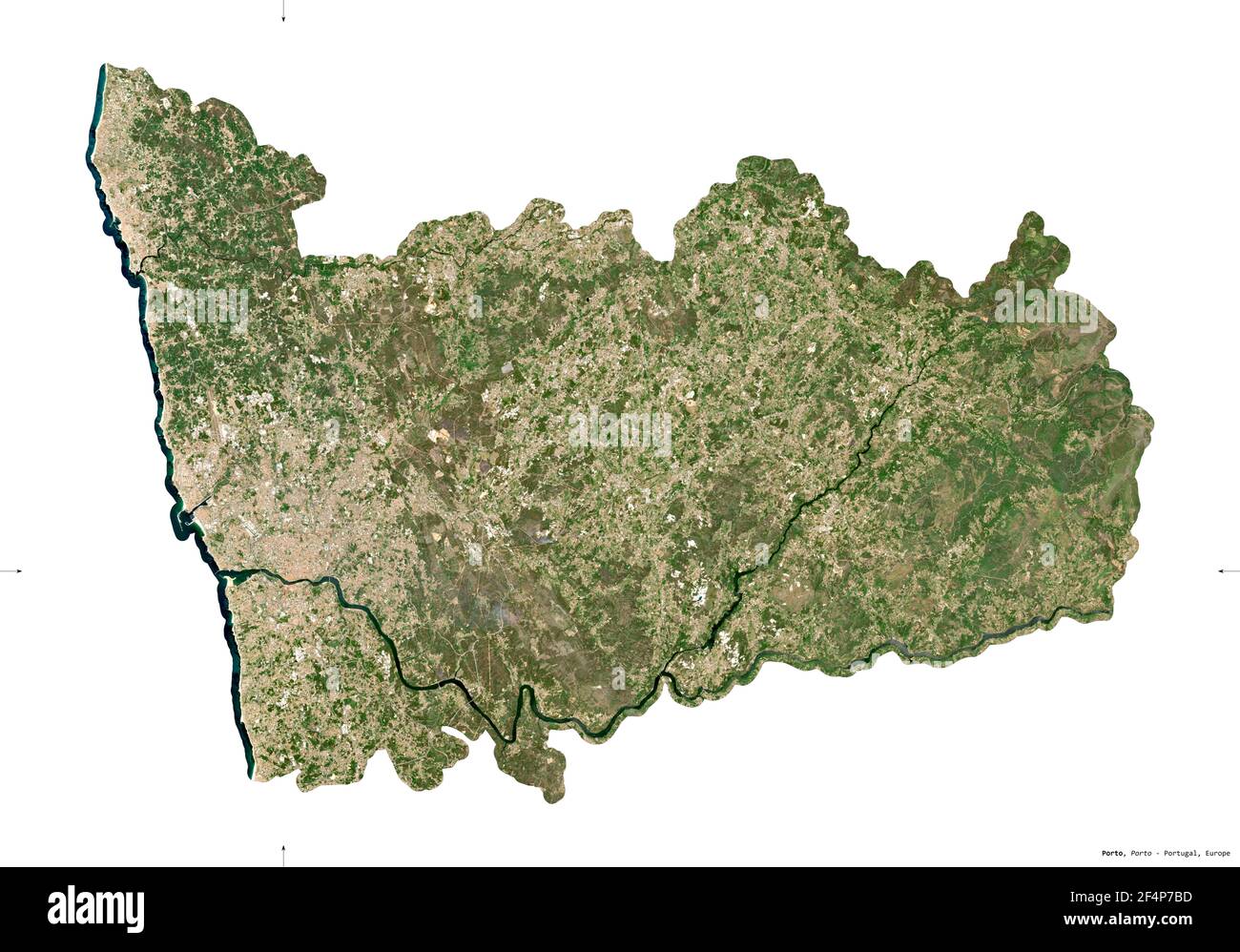 Porto, district of Portugal. Sentinel-2 satellite imagery. Shape ...