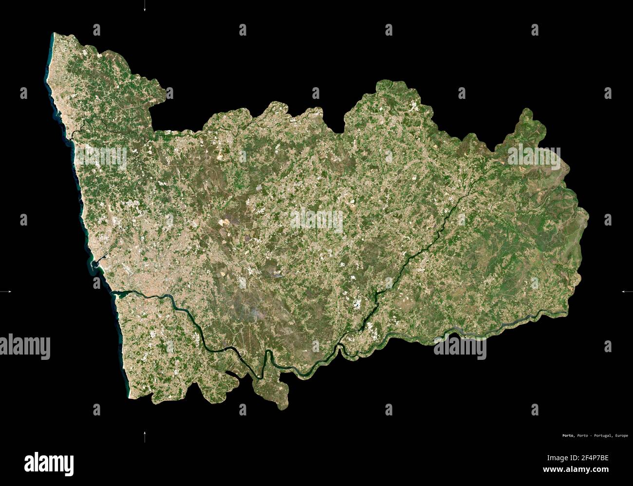 Porto, district of Portugal. Sentinel-2 satellite imagery. Shape ...