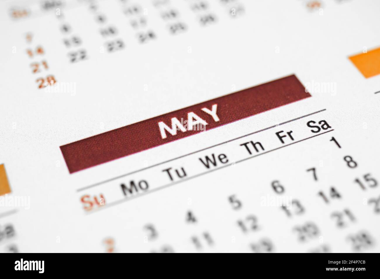 May calendar background, close-up photo Stock Photo - Alamy