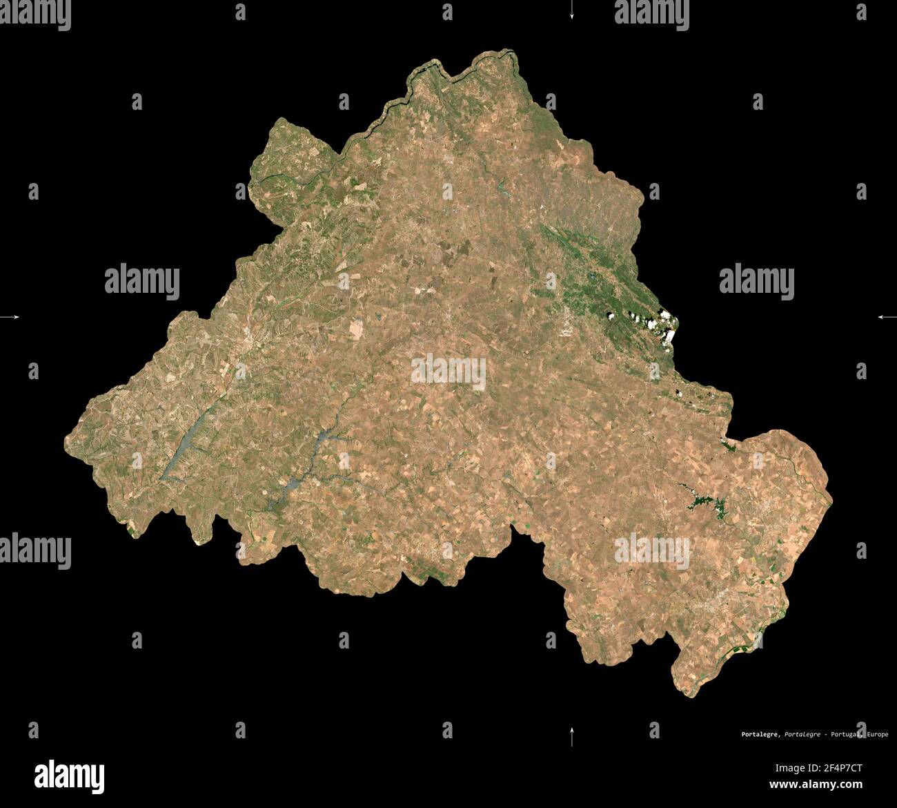 Portalegre, district of Portugal. Sentinel-2 satellite imagery. Shape ...