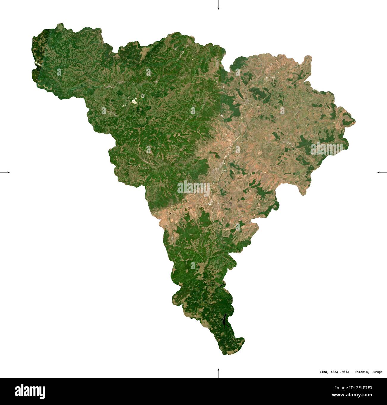 Alba, county of Romania. Sentinel-2 satellite imagery. Shape isolated ...