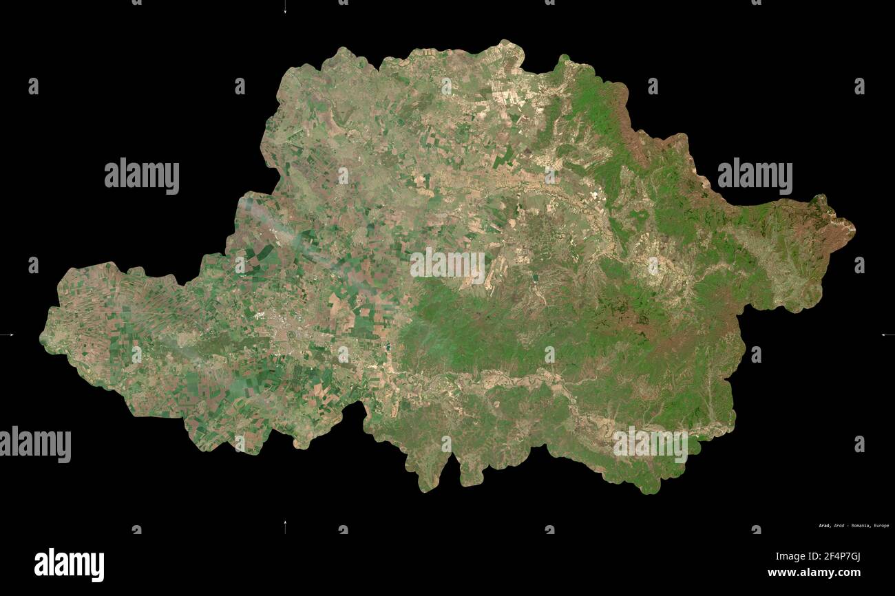 Arad, county of Romania. Sentinel-2 satellite imagery. Shape isolated ...