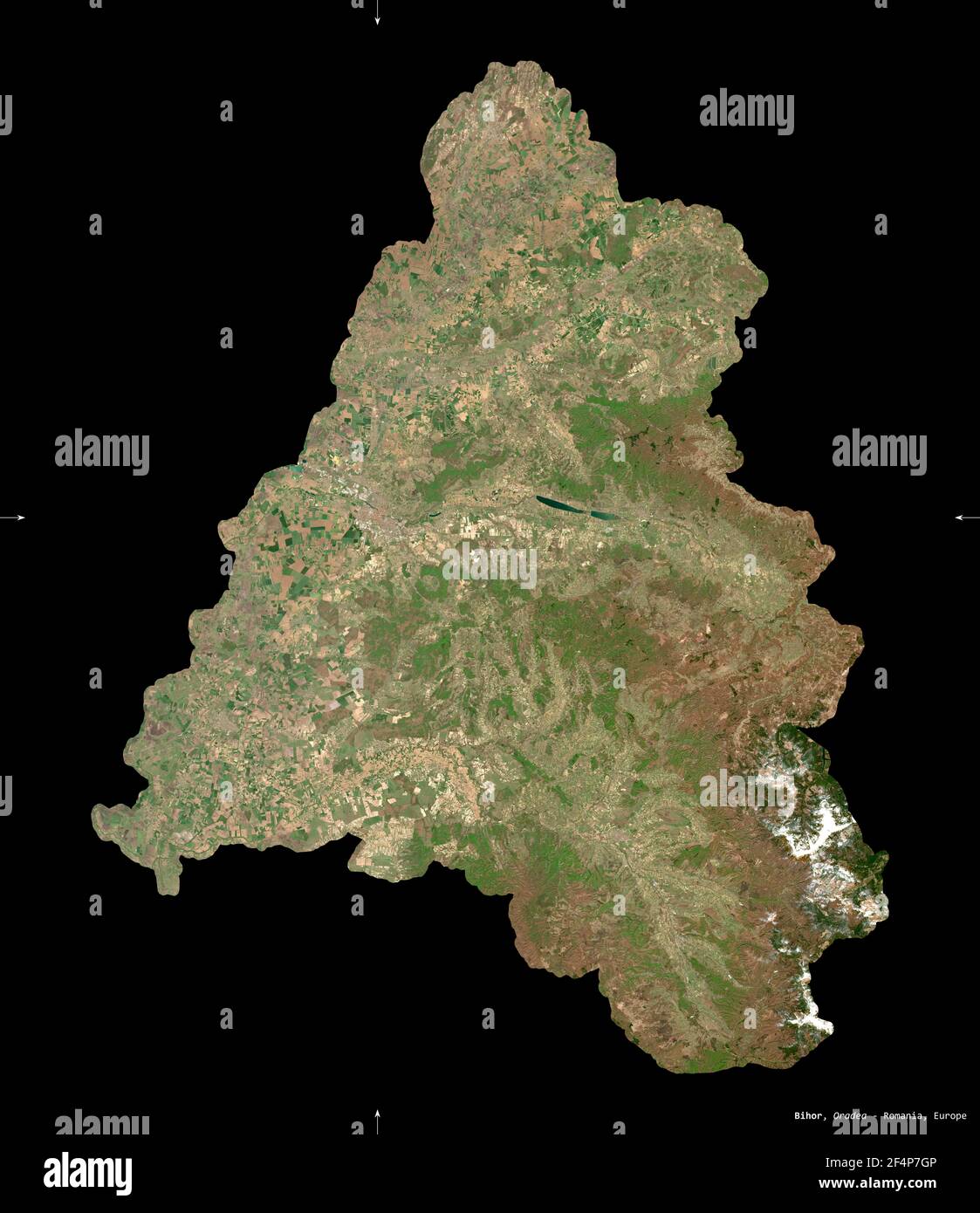 Bihor, county of Romania. Sentinel-2 satellite imagery. Shape isolated ...