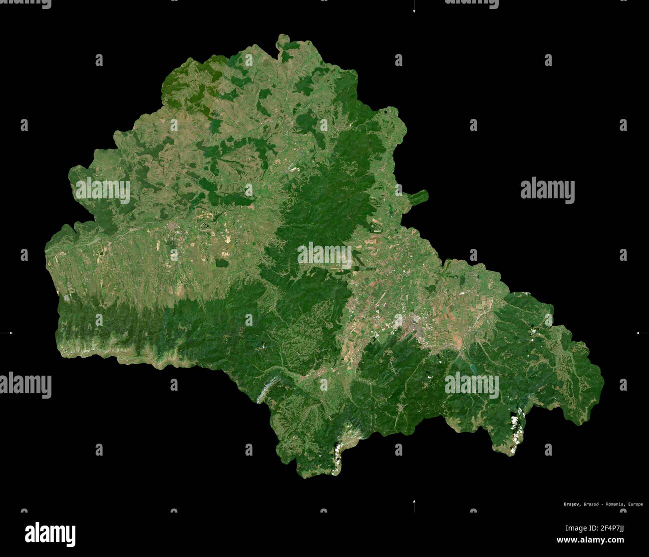 Brasov, county of Romania. Sentinel-2 satellite imagery. Shape isolated ...