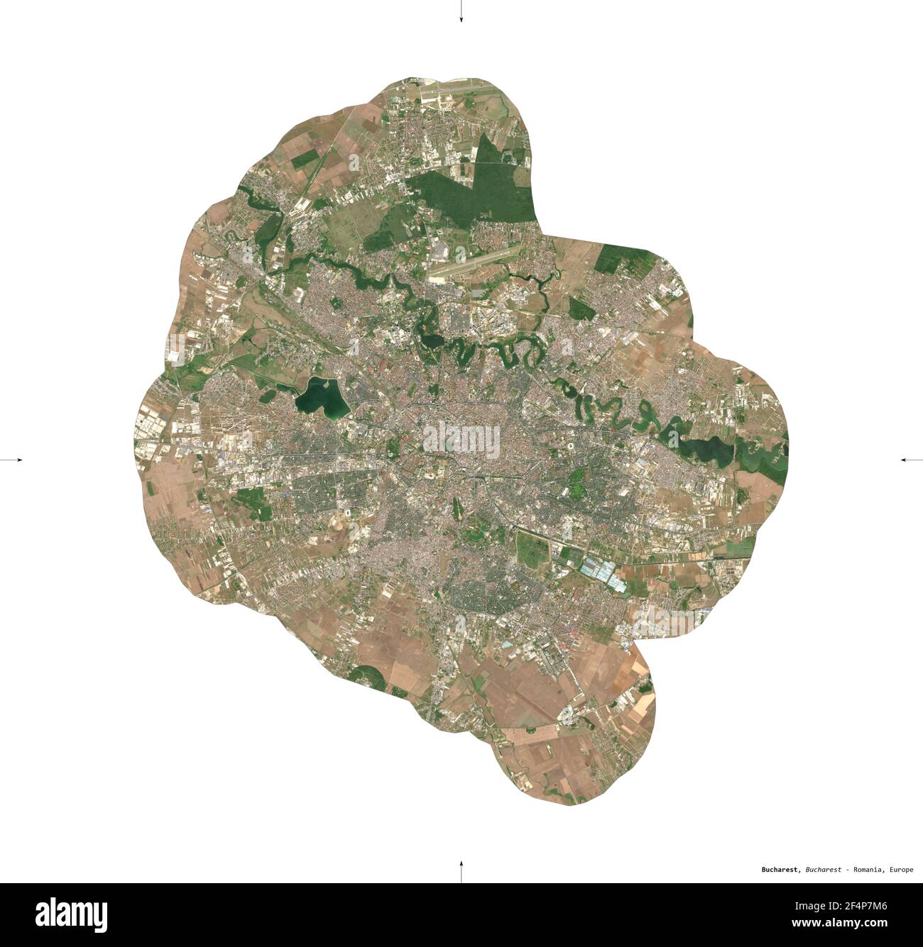 Bucharest, municipality of Romania. Sentinel-2 satellite imagery. Shape ...