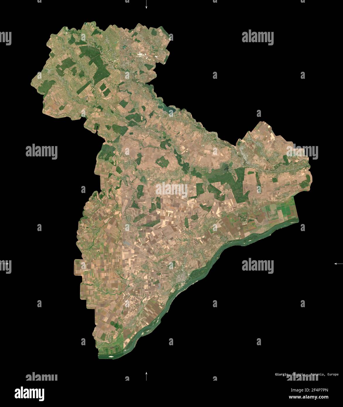 Giurgiu, county of Romania. Sentinel-2 satellite imagery. Shape ...