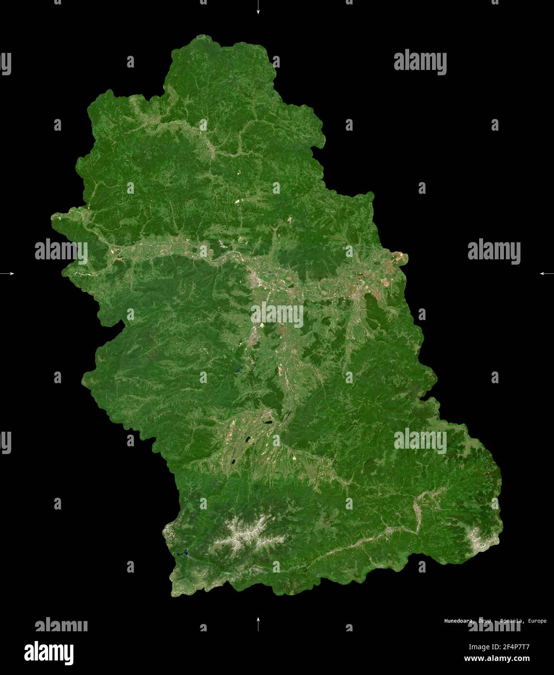 Hunedoara, county of Romania. Sentinel-2 satellite imagery. Shape ...