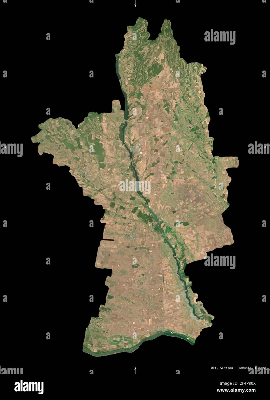 Olt, county of Romania. Sentinel-2 satellite imagery. Shape isolated on ...