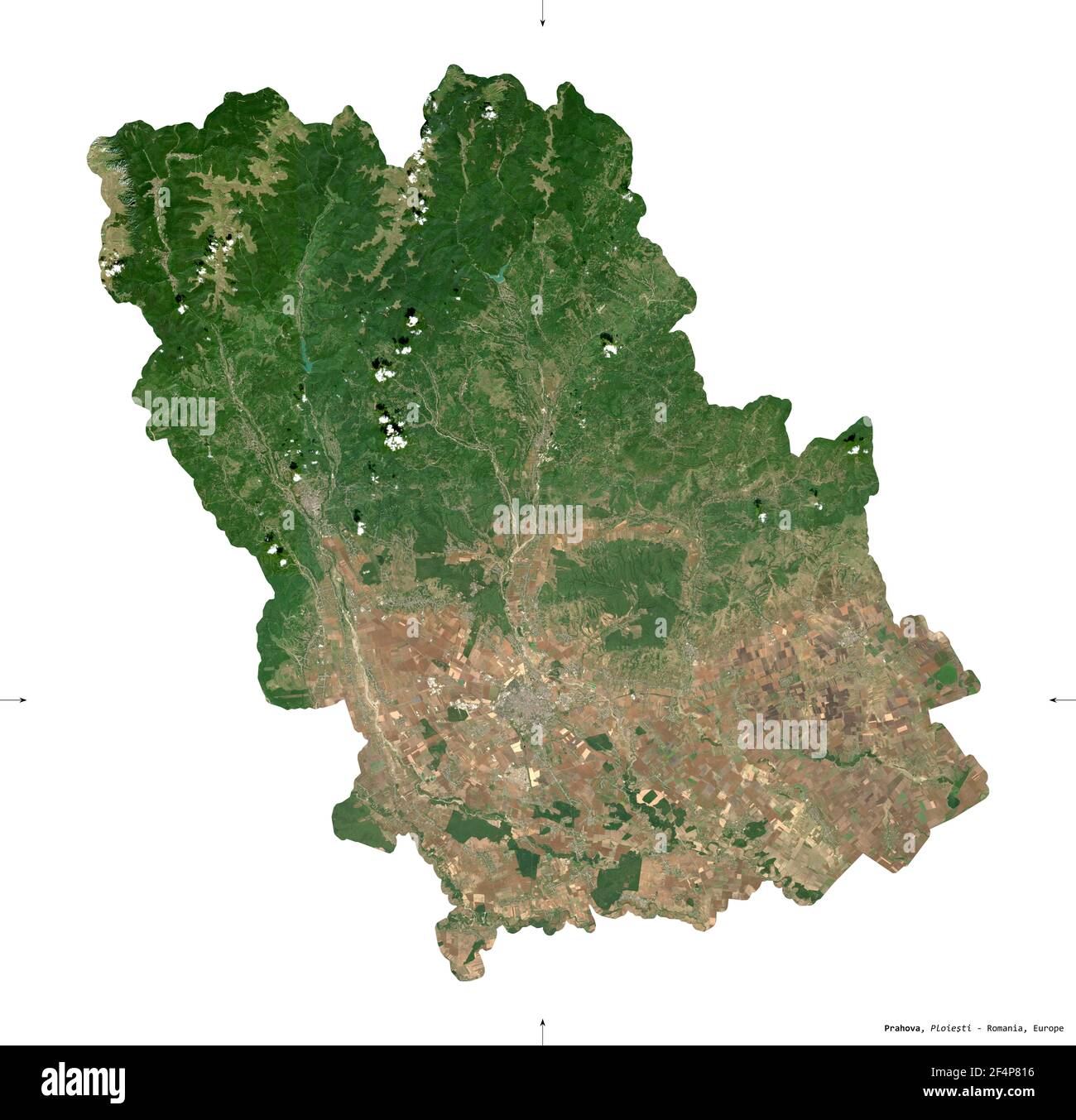 Prahova, county of Romania. Sentinel-2 satellite imagery. Shape ...