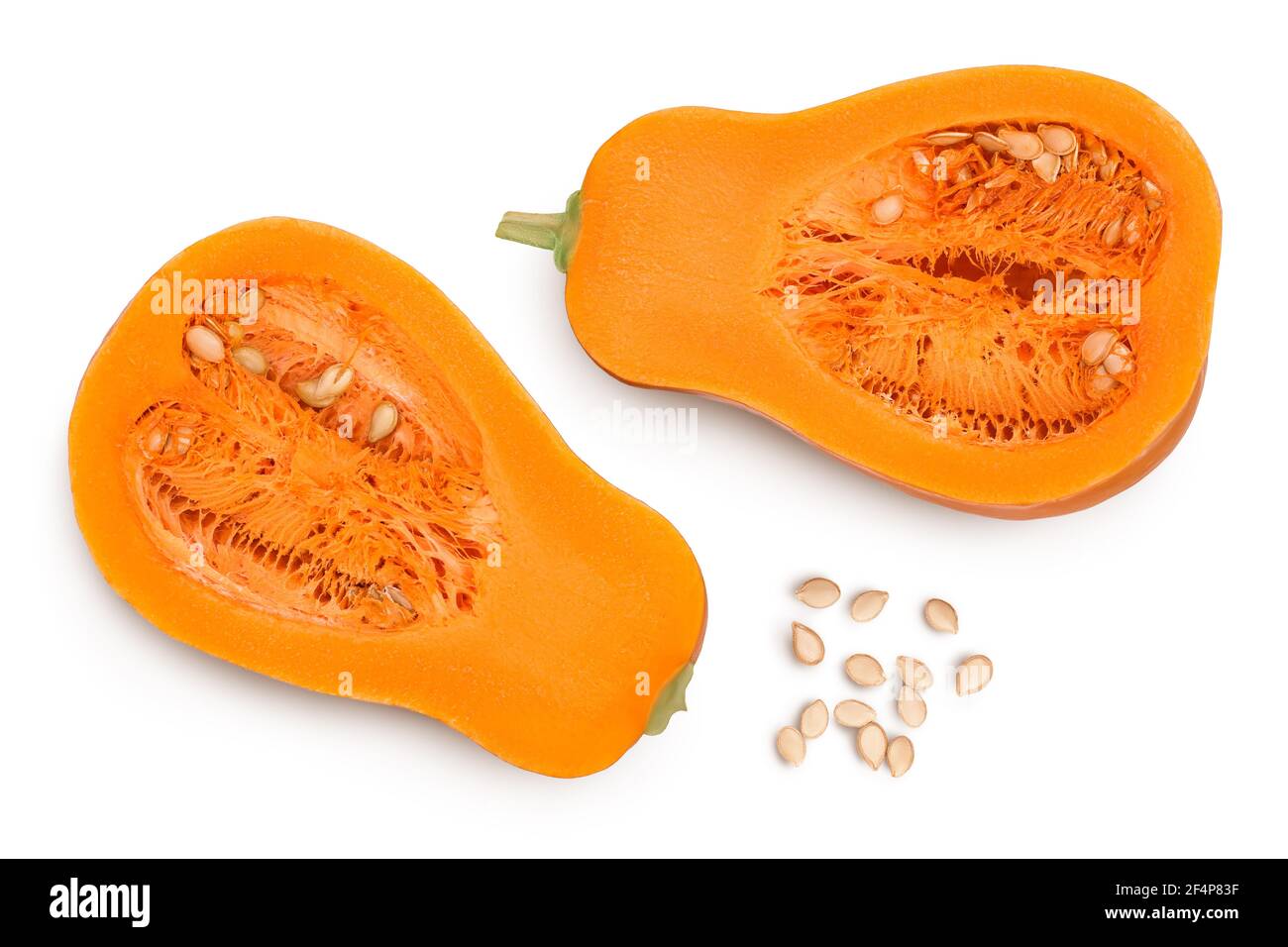 butternut squash half isolated on white background with clipping path ...