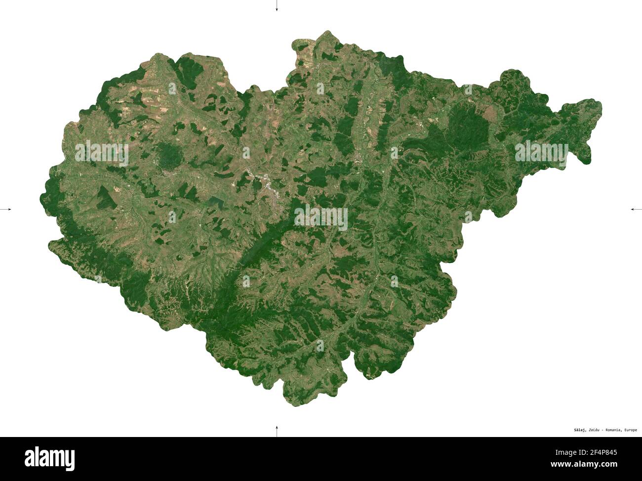 Salaj, county of Romania. Sentinel-2 satellite imagery. Shape isolated ...