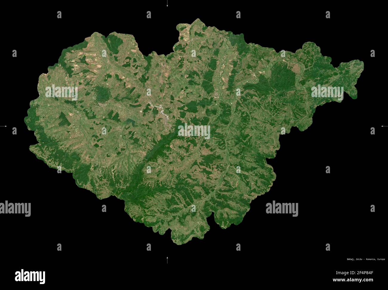 Salaj, county of Romania. Sentinel-2 satellite imagery. Shape isolated ...