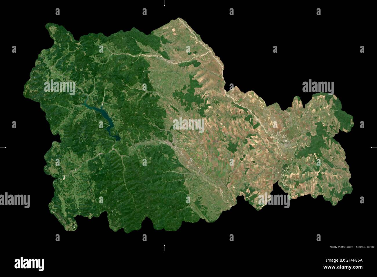 Neamt, county of Romania. Sentinel-2 satellite imagery. Shape isolated ...