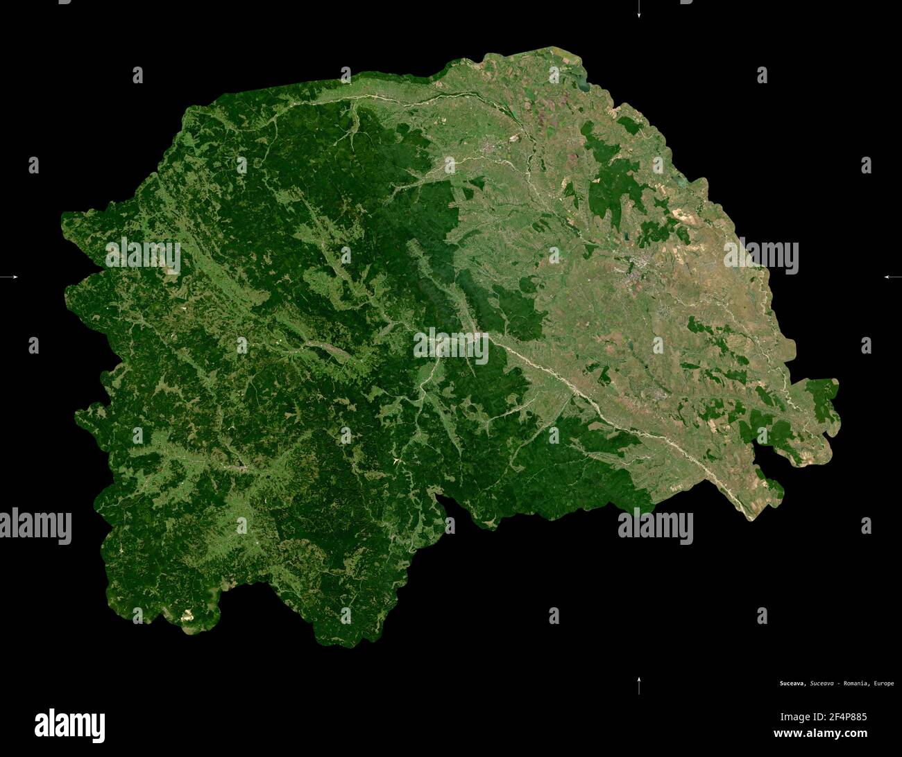 Suceava, county of Romania. Sentinel-2 satellite imagery. Shape ...