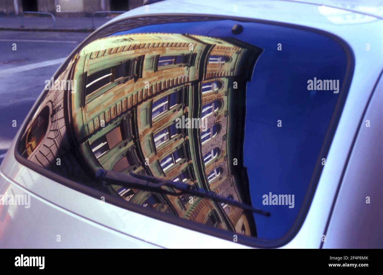 Old building facade reflecting in car window Stock Photo - Alamy