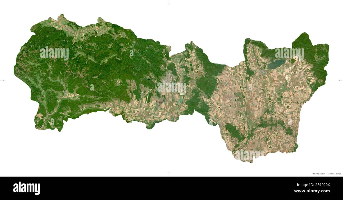 Kosicky, region of Slovakia. Sentinel-2 satellite imagery. Shape ...