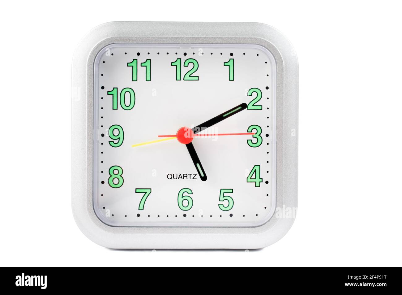Modern alarm clock on white background Stock Photo - Alamy