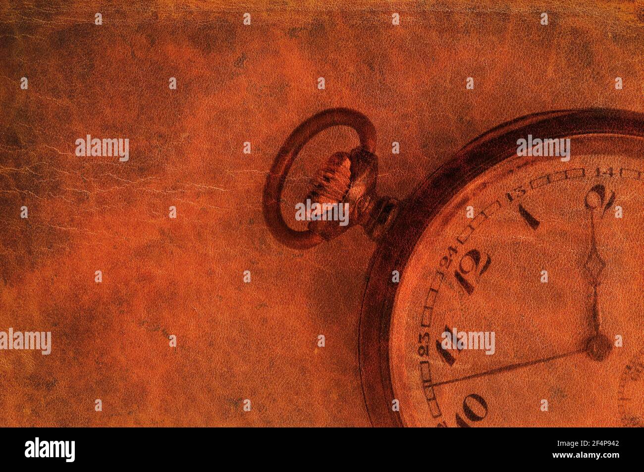 Antique pocket watch on a brown leather texture Stock Photo - Alamy