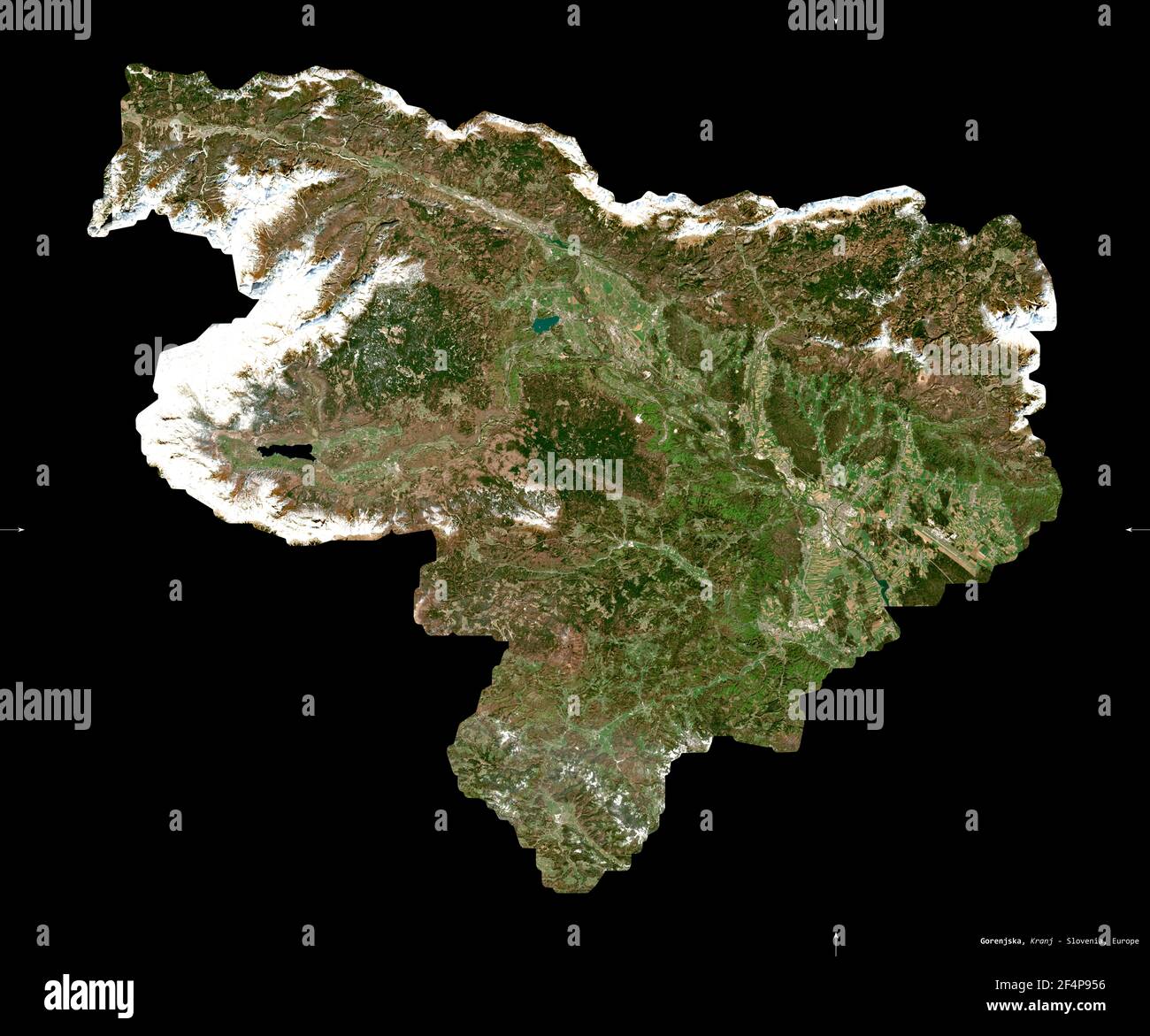 Gorenjska, statistical region of Slovenia. Sentinel-2 satellite imagery ...